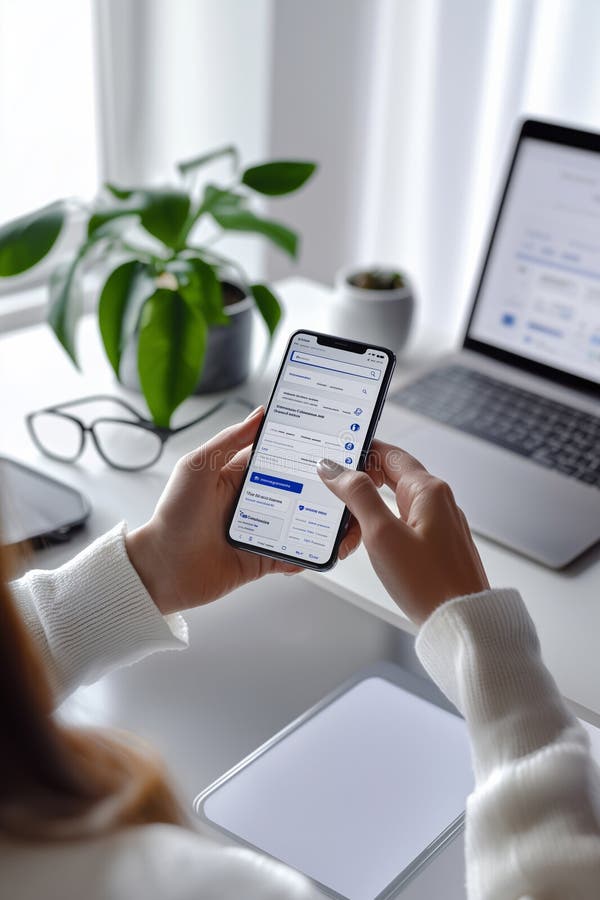 Modern Workspace with Mobile Technology Stock Illustration ...