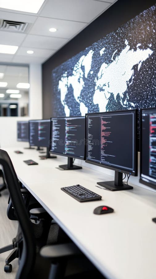 Modern Workspace with Multiple Monitors and Minimalistic Design in ...