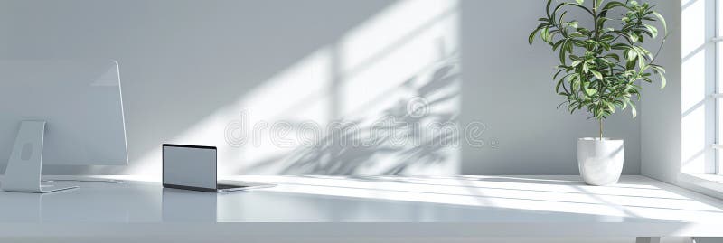 Modern Workspace with Notebook, Office Desktop, Businessman Work Desk ...