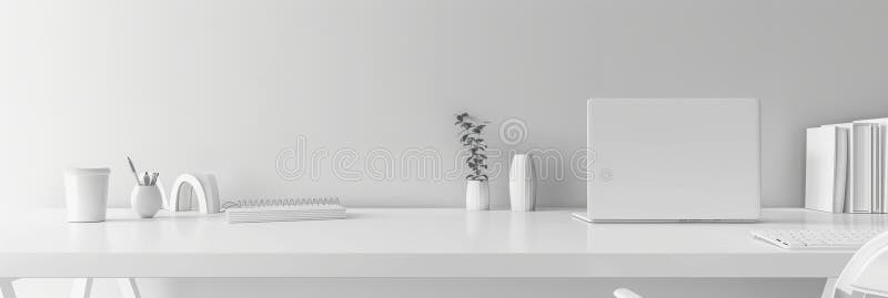 Modern Workspace with Notebook, Office Desktop, Businessman Work Desk ...