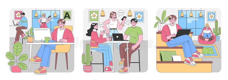 Modern Workspace Set. Flat Vector Illustration Stock Vector ...