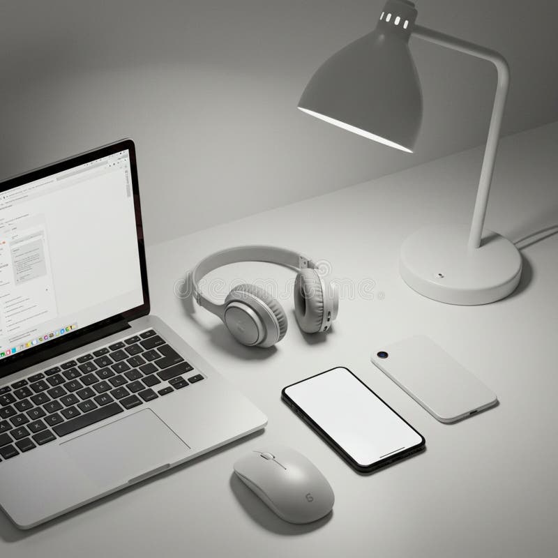 Modern Workspace Setup Featuring a Silver Laptop with a Visible ...