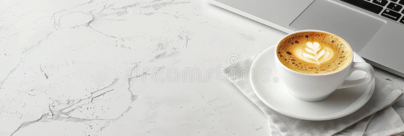 Modern Workspace Setup with Laptop, Coffee Cup, and Notebook for ...