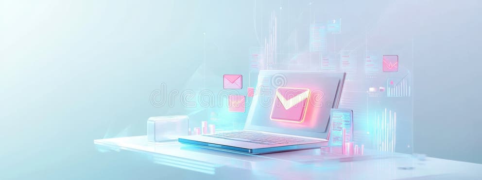 Digital Communication Concept Featuring a Laptop with Email ...