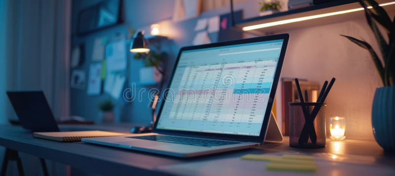 Minimalist Workspace Featuring Digital Planning Tools with a Focus on ...