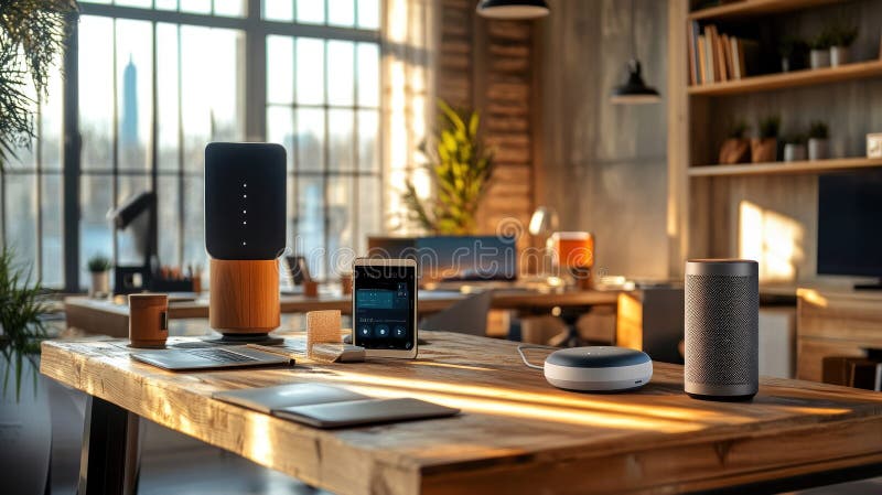 Modern Workspace with Smart Devices and Decor Created Using AI Stock ...