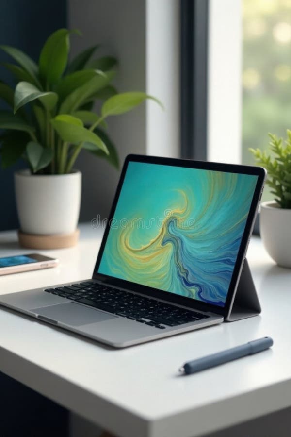 Modern Workspace, Tablet Showcasing Product Mockup , Communication ...