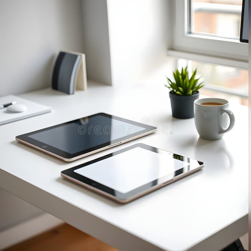 Modern Workspace Setup Tablets Plants Stock Photos - Free & Royalty ...
