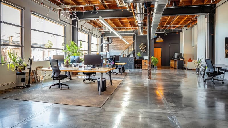 Modern Workspace in a Tech Startup Environment Stock Illustration ...