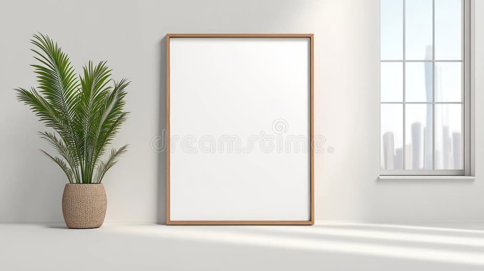 Modern Workspace with White Desk, PC Desktop, and Board Near Window ...