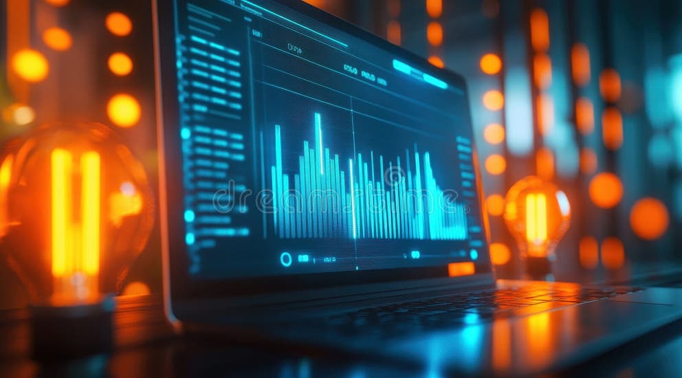 Modern Workstation: Digital Finance Dashboard with Augmented Reality ...