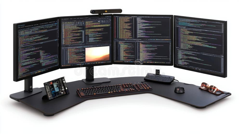 A Modern Workstation Featuring Multiple Monitors for Programmers and ...