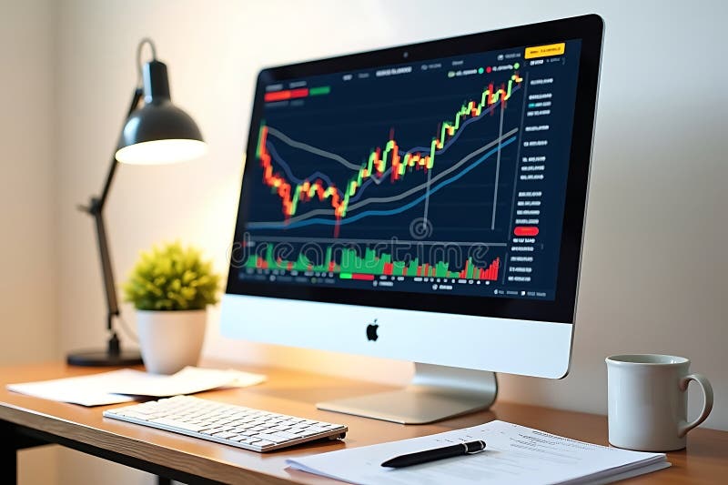 Modern Workstation Showing Financial Trading Charts Displayed on a ...