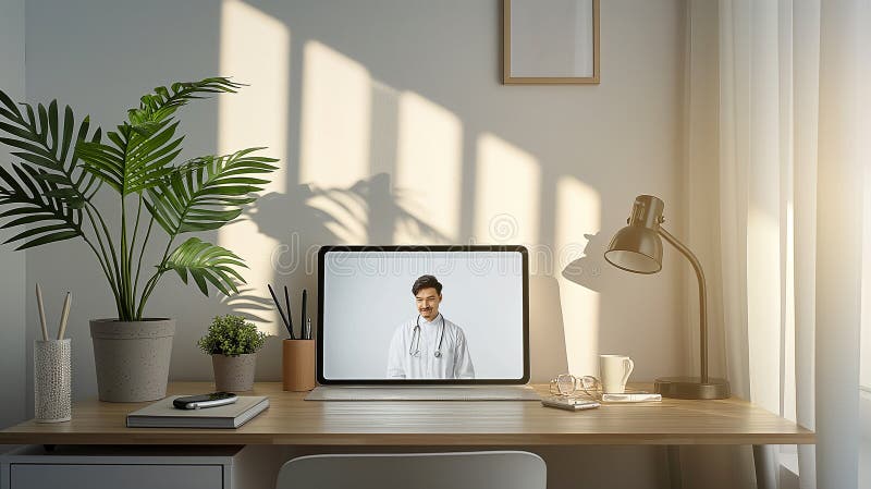 Modern Workstation Shows a Digital Therapy Session with a Health ...