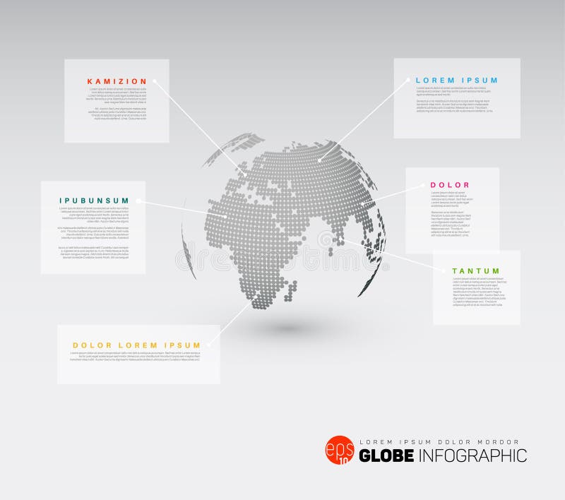 Modern World Map Globe Infographic Stock Vector - Illustration of ...