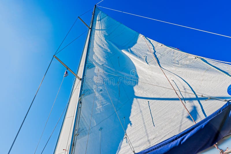 Modern Yacht main sail. stock image. Image of reefing - 40608157
