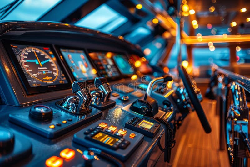 Modern Yacht Bridge Exploring the Captain S Control Panel and Steering ...