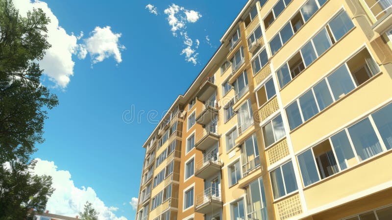 A Modern Yellow Building with Numerous Windows. Ideal for Architectural ...