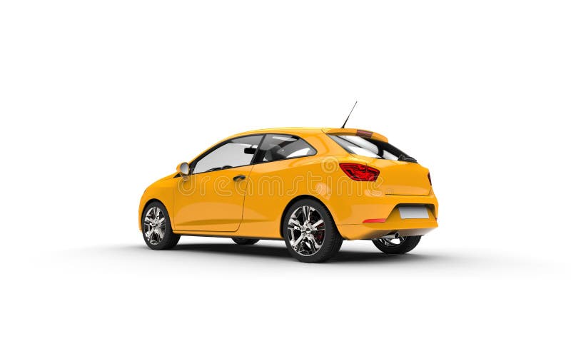 Modern Yellow Car - Rear View Stock Illustration - Illustration of ...