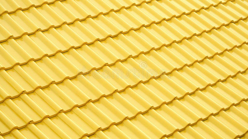 Modern Yellow Ceramic Tile Roof with Light Reflection on Surface in ...