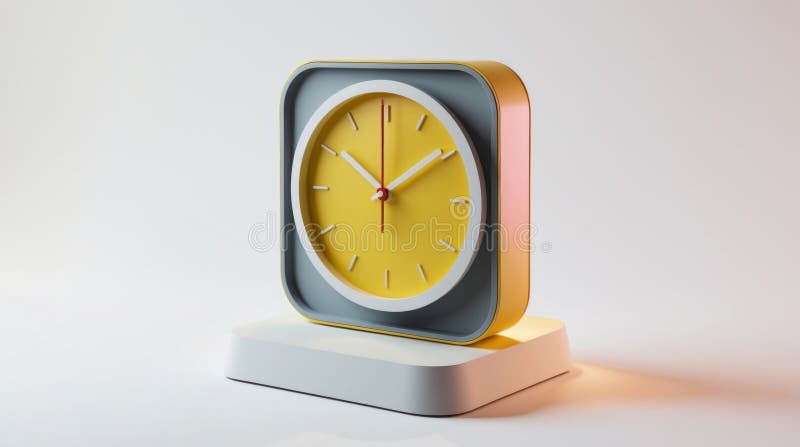 Modern Yellow Clock Design, Time Management Concept Stock Image - Image ...