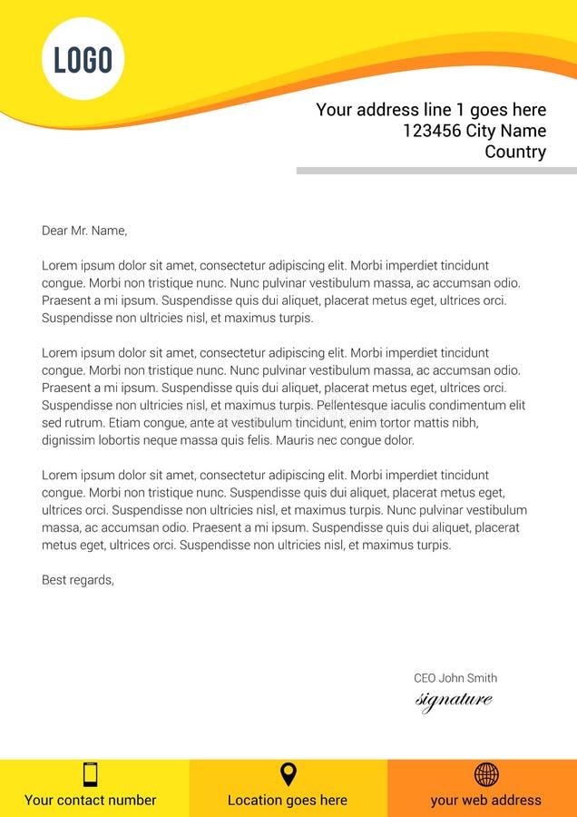 Modern Yellow Flat Style Letterhead Template Stock Vector ...