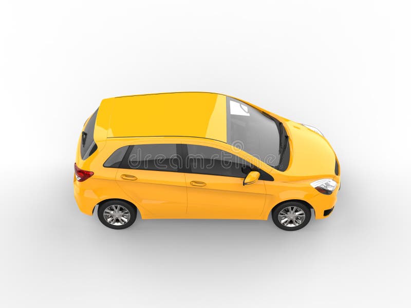 Modern Yellow Generic Compact Small Car - Top Down View Stock ...