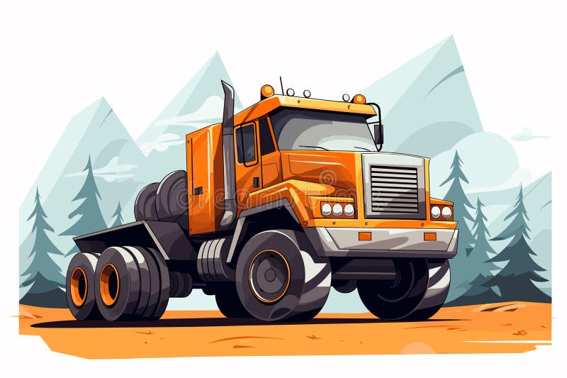 Modern Yellow Heavy Truck Machine Vector Illustration Stock Vector ...