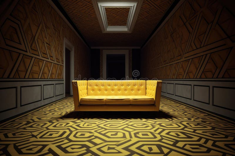 Modern Yellow Couch Inside Vintage Room.AI Generated Stock Illustration ...