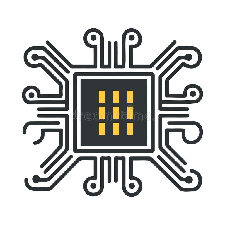 Modern Yellow Microchip Processor Stock Vector - Illustration of tech ...