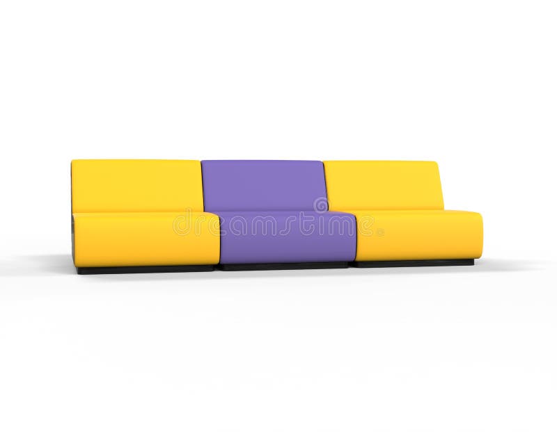 Modern Yellow and Purple Lounge Chairs - Front View Stock Photo - Image ...