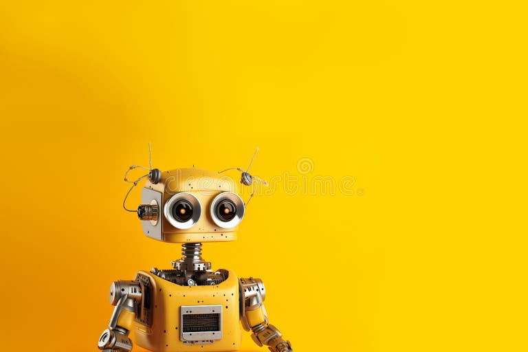 Modern, Yellow Robot on a Yellow Background. Banner. AI Generated ...