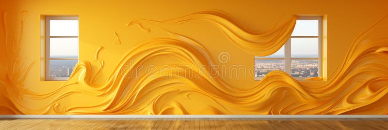 Modern Yellow Room Wall with Fluid Wavy Effect_ Stock Illustration ...