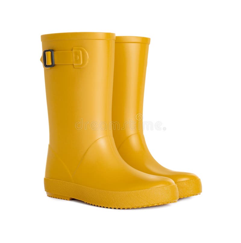 Modern Yellow Rubber Boots Isolated on White Stock Image - Image of ...