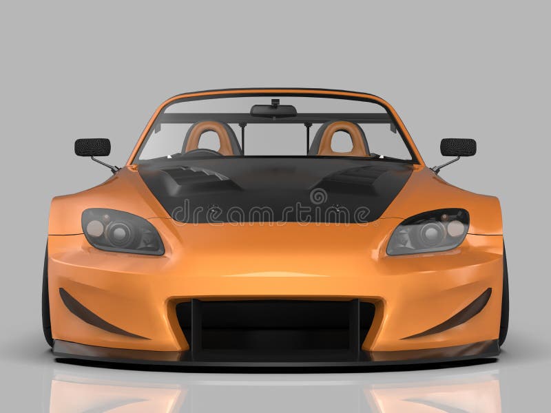 Modern Yellow Sports Convertible. Open Car with Tuning. 3d Rendering ...
