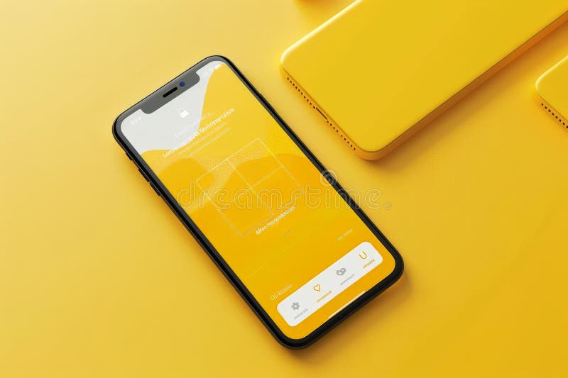Modern Yellow User Interface Design Template. Colorful Phone Screen ...