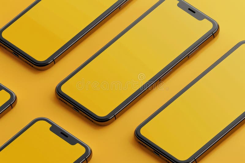 Modern Yellow User Interface Design Template Colorful Phone Screen Mockup For Application