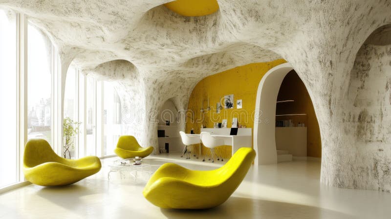 Modern Cave Like Living Room Unique Architecture Stock Photos - Free ...
