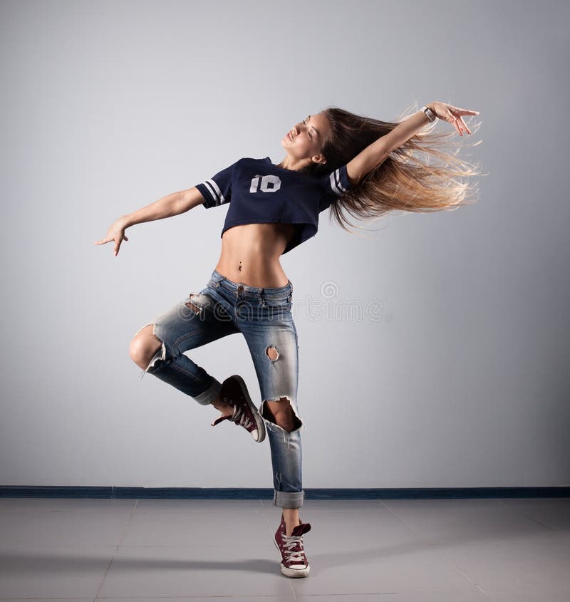 Modern Young Beautiful Dancer Posing on a Studio Background Stock Image ...