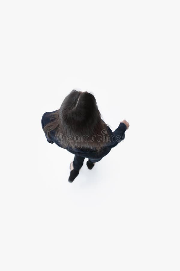 View from Above. Modern Young Business Woman Looking Up Stock Photo ... View from Above. Modern Young Business Woman Looking Up Stock Photo ...