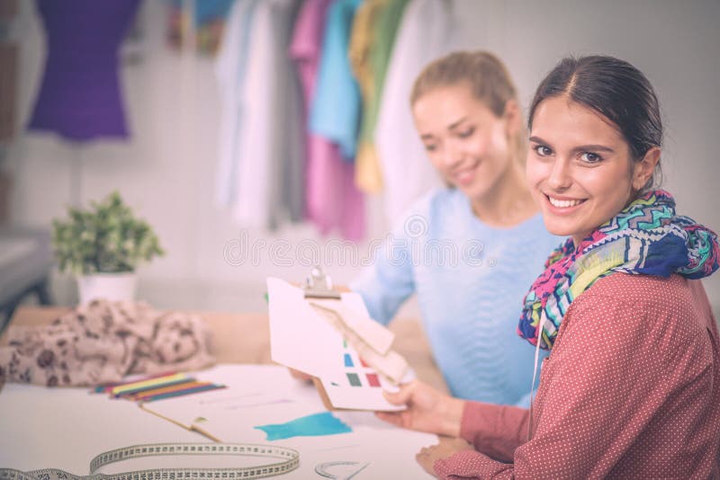 Modern Young Fashion Designer Working at Studio Stock Image - Image of ...