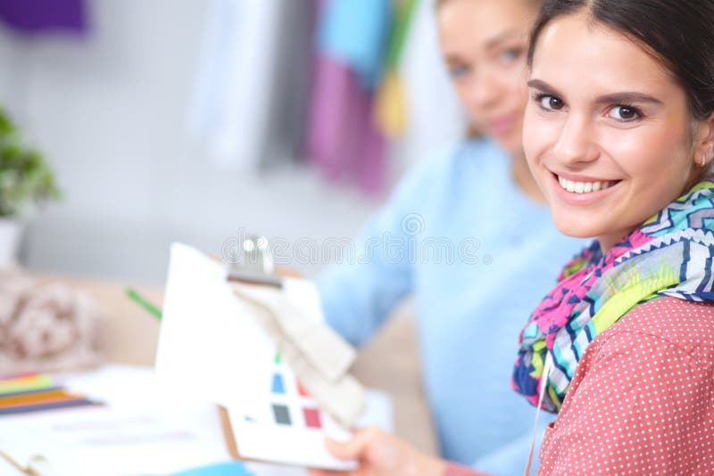 Modern Young Fashion Designer Working at Studio. Stock Photo - Image of ...