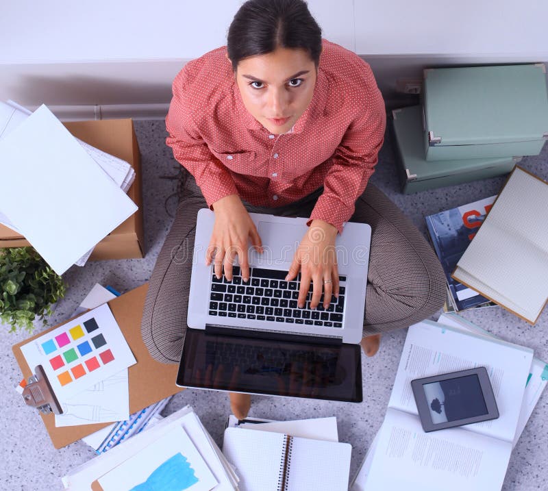 Modern Young Fashion Designer Working at Studio. Stock Photo - Image of ...