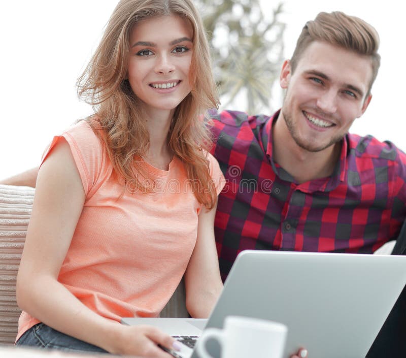 Modern Young People Using Laptop at Home. Stock Photo - Image of ...