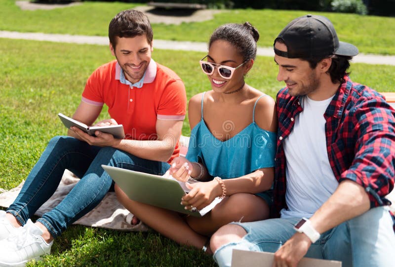 Modern Youth Relaxing Outdoors Stock Photo - Image of female, afro ...