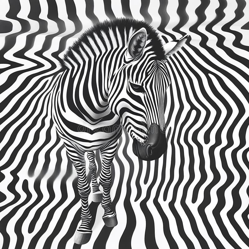 A Modern Zebra Pattern with Optical Art Style on a Monochrome Stock ...