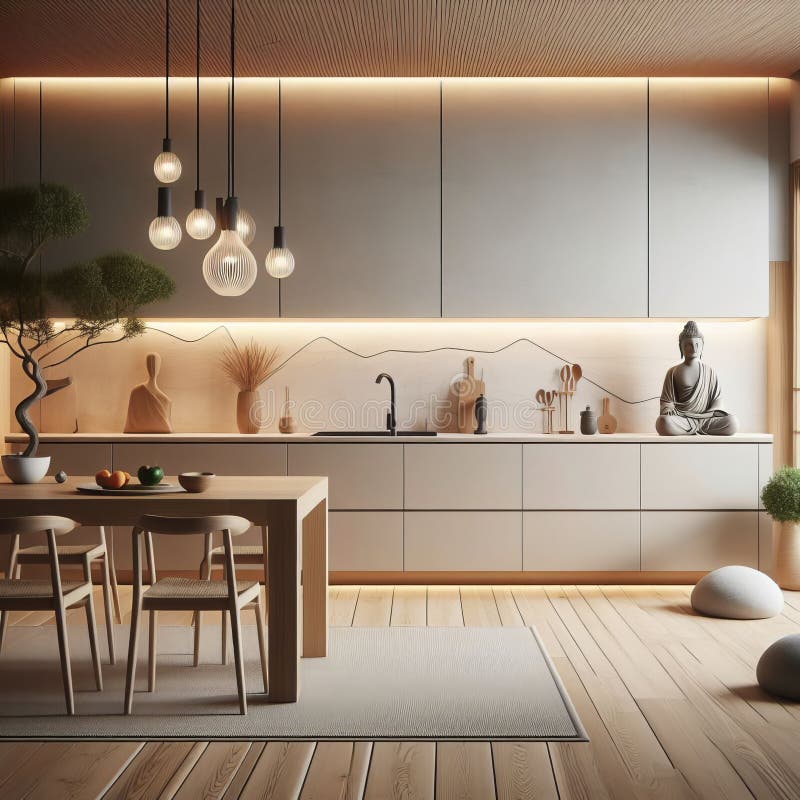 118 Modern Zen_ a Kitchen Designed with Zen Principles, Featuin Stock ...
