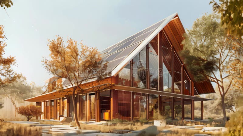 Modern Zero Energy Building Design with Solar Panels and Glass Walls in ...