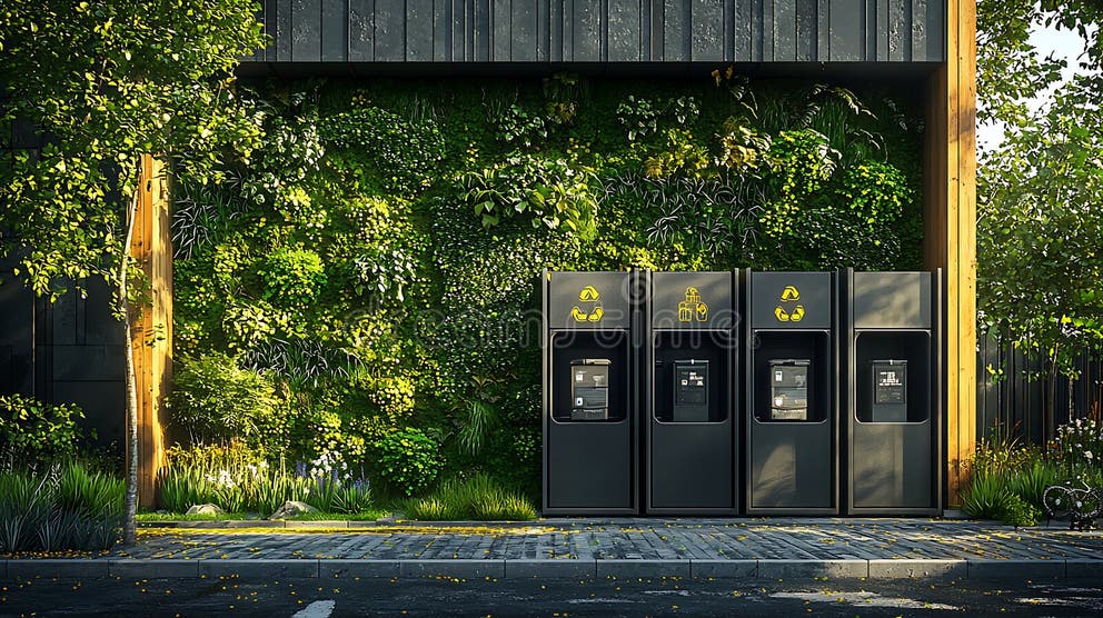 Modern Zero Waste Infrastructure Hub with Recycling Stations and ...