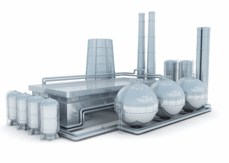 Moderne fabriek stock illustratie. Illustration of pijpleiding - 49548647